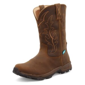 twisted x embroidered women's cowboy hiker boot d toe 10", 8.5 (m), brown