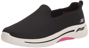 skechers women's go walk arch fit-grateful sneakers, black/hot pink, 9