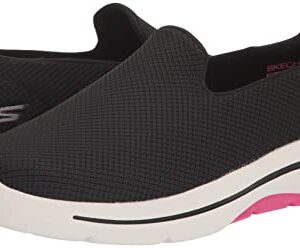 Skechers Women's Go Walk Arch Fit-Grateful Sneakers, Black/Hot Pink, 9