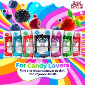 Sweet Roots by Happy Bites Huckleberry Licorice Twists - JUMBO Size - Made with Real Fruit Juice - Certified Kosher - Vegan - Gourmet - Low Fat (16 oz)