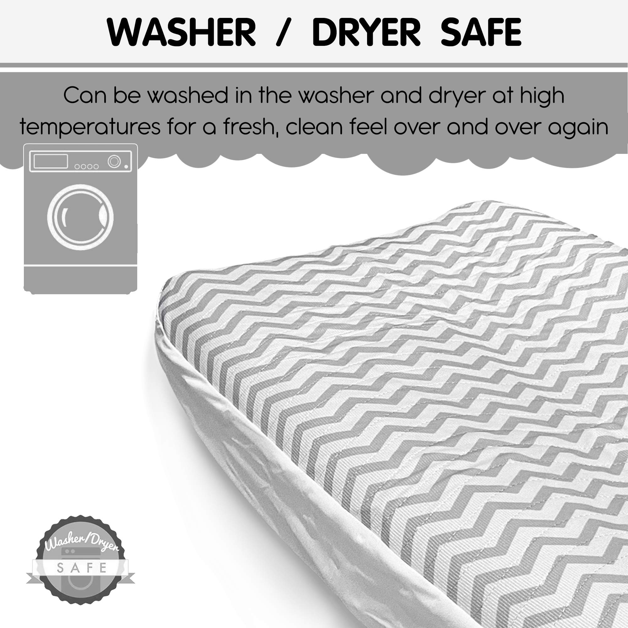 Lessy Messy Baby Changing Pad Cover - The Only Changing Pad Cover That is Waterproof and Changing Table pad Safe for The Washer and Dryer (Grey)