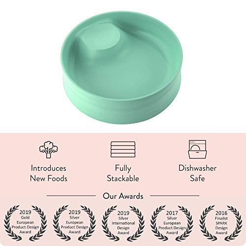 Kizingo Stackable Nudge Bowl for Infant and Toddler Self-Led Feeding (1-Pack, Sea Green)