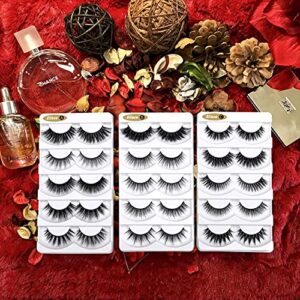 Eliace Fluffy Eyelashes 3D Mink Lashes Cat Eyes 15 Mixed Styles 15 Pairs Reusable Soft Fake Eyelashes Volume Strip Lashes Natural Look Wispies & Big False Eyelashes Pack - with False Lashes Tweezers