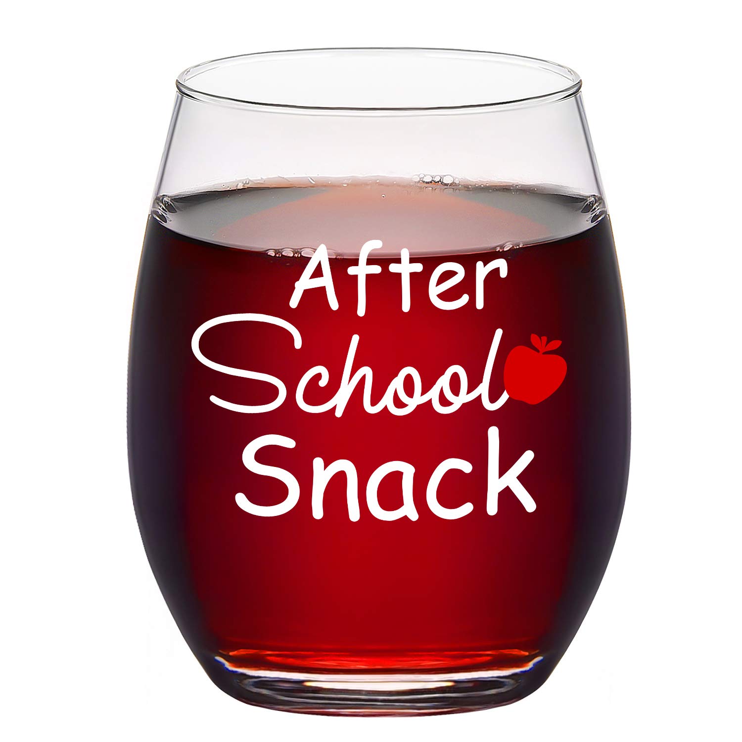 After School Snack 15Oz Stemless Wine Glass for Preschool, Elementary, High School Teacher, Professor, Teacher Appreciation Day