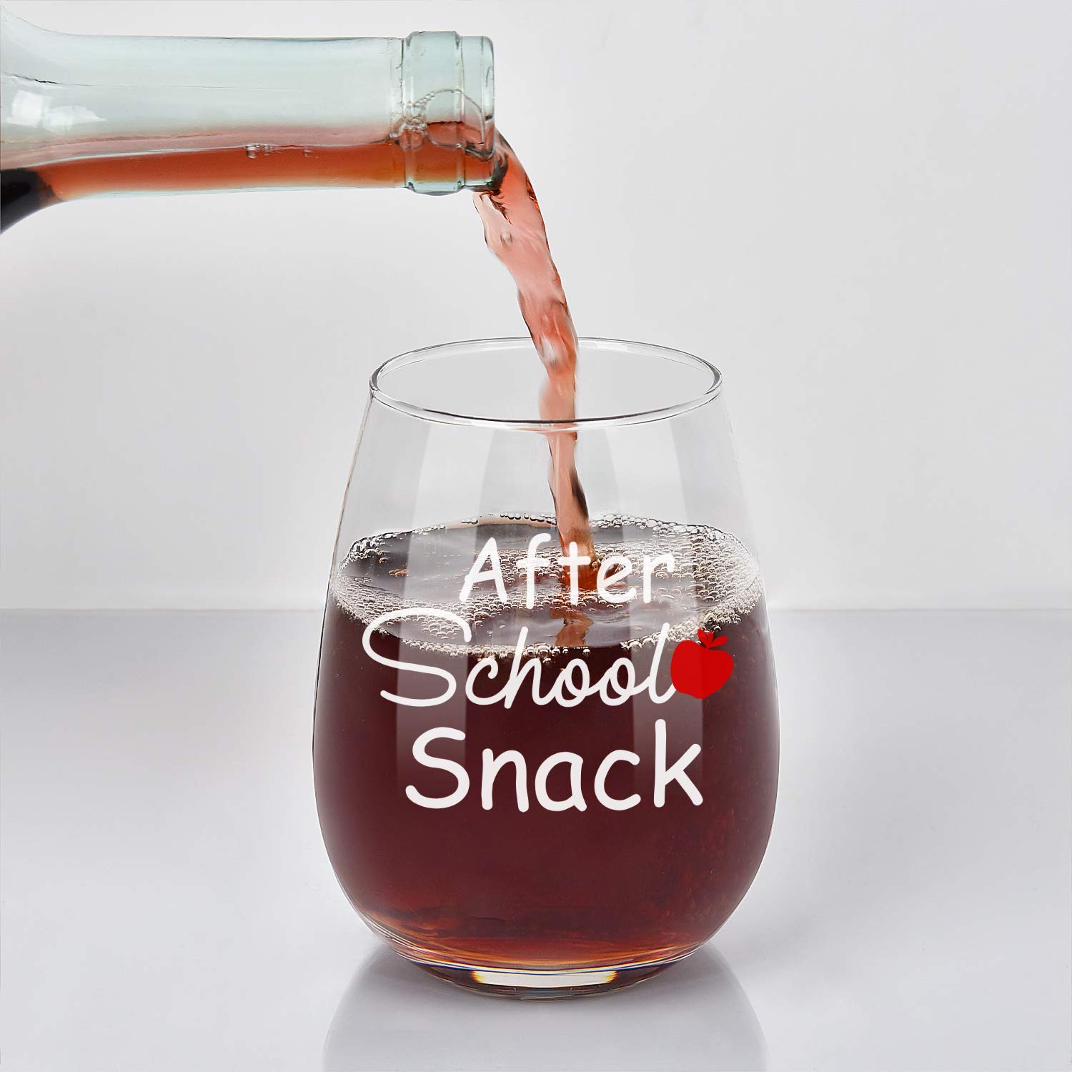 After School Snack 15Oz Stemless Wine Glass for Preschool, Elementary, High School Teacher, Professor, Teacher Appreciation Day