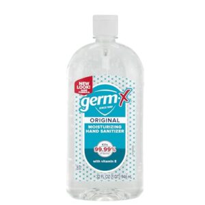 Germ-X Original Hand Sanitizer, Non-Drying Moisturizing Gel with Vitamin E, Instant and No Rinse Formula, Large Family-Size Flip Top Bottle, 32 Fl Oz (Pack of 4)