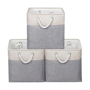 keegh large fabric storage baskets for shelves 13x13x13 foldable storage bins linen closet organizer bins with handles cloth baskets for organizing for baby nursery closet shelves organization