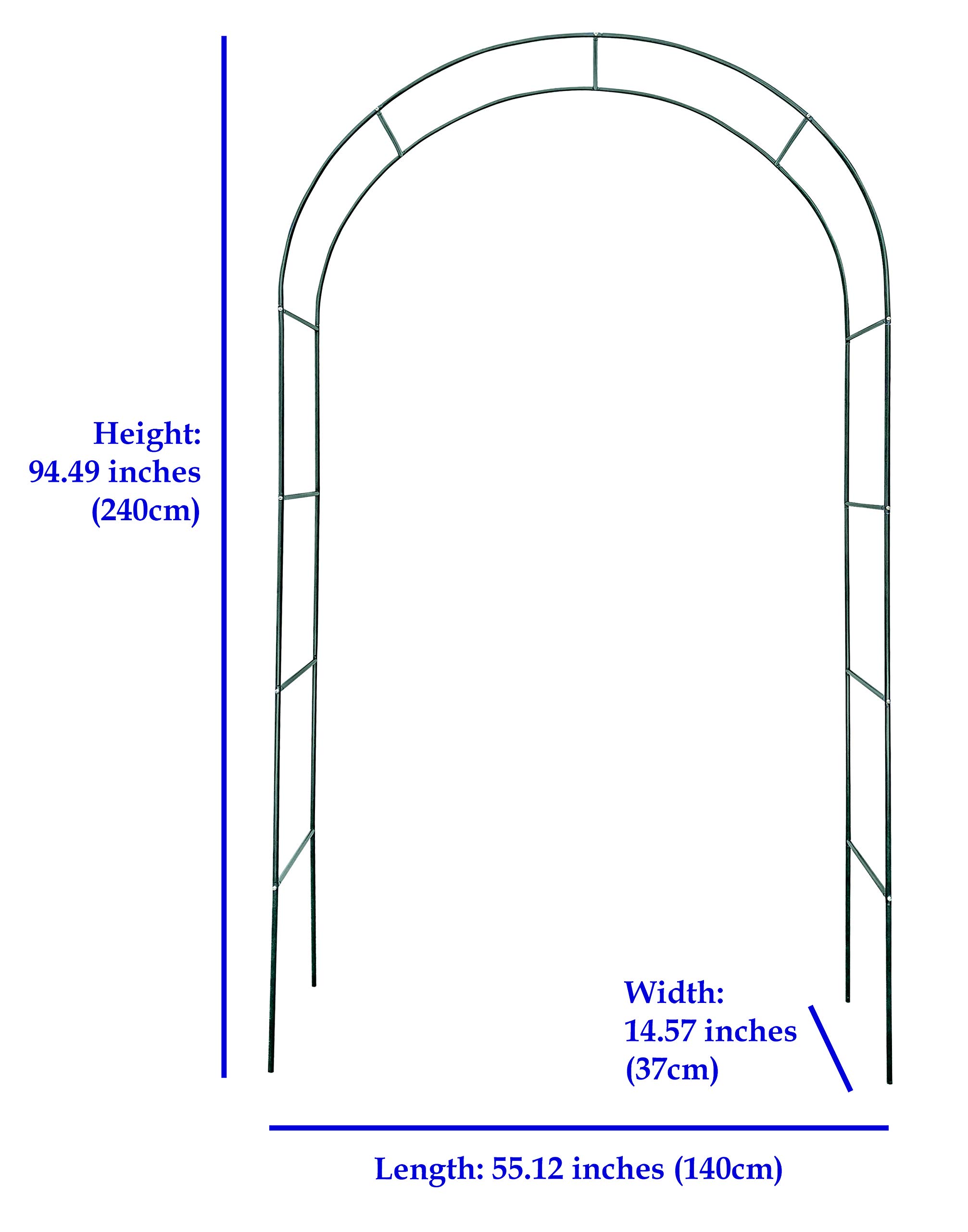 Linnai Products 7.75 FT Lightweight Metal Arch/Garden Arbor; Great for Weddings, Bridal Showers, Lawn Parties, Gardens, Flowers, Vines, and Outdoor and Indoor Decorations; Easy to Assemble, Black