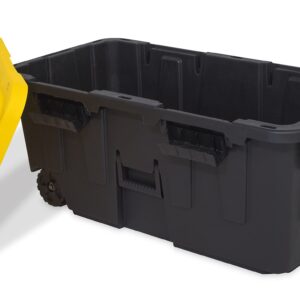 CX BLACK & YELLOW®, 20-Gallon Heavy Duty Tough Storage Footlocker & Snap-Tight Lid, (13.4”H x 18.2”W x 32.3”D), Weather-Resistant Design and Stackable Organization Tote [2 Pack]