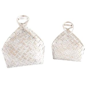 mud pie woven wood weave baskets, 2 piece set