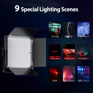 Pixel K80 Photography Lighting with APP Control, 2600K-10000K CRI 97+ RGB Led Video Light Panel, 9 Applicable Scenes Lighting for Studio/Gaming/Streaming/YouTube/Videography/Film/Video Recording