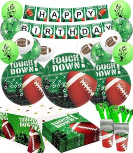 football party decorations football birthday party decorations football party plates napkins cups tablecloth balloons banner for football touchdown game day tailgate party supplies