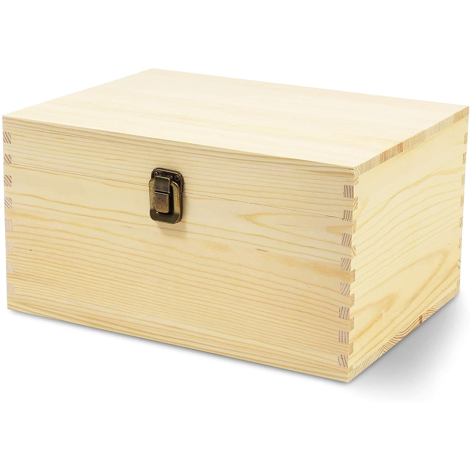 Bright Creations Unfinished Wood Box with Hinged Lid, Wooden Jewelry Box (10.75 x 8 x 5.75 In)