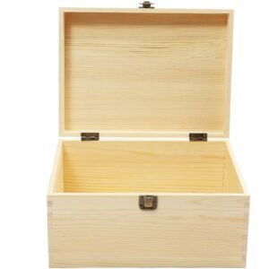 Bright Creations Unfinished Wood Box with Hinged Lid, Wooden Jewelry Box (10.75 x 8 x 5.75 In)