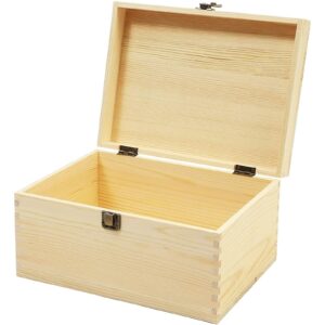 Bright Creations Unfinished Wood Box with Hinged Lid, Wooden Jewelry Box (10.75 x 8 x 5.75 In)