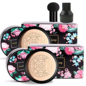 kwolykim 2 pack mushroom head air cushion bb cream, concealer lasting nude makeup moisturizing brightening pigment cc liquid foundation