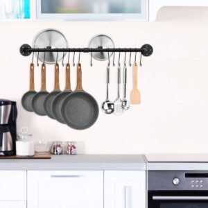 Toplife 39.4 inch Pot Rack, Kitchen Wall Mounted Detachable Pan Lid Utensils Organizer Hanging Rail with 16 Hooks, Black