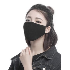 6pcs/Pack Black Mask Windproof Dustproof Masks Breathable Reusable Washed for Outdoor Sport Half Face Earloop Cotton Masks