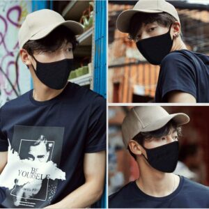 6pcs/Pack Black Mask Windproof Dustproof Masks Breathable Reusable Washed for Outdoor Sport Half Face Earloop Cotton Masks