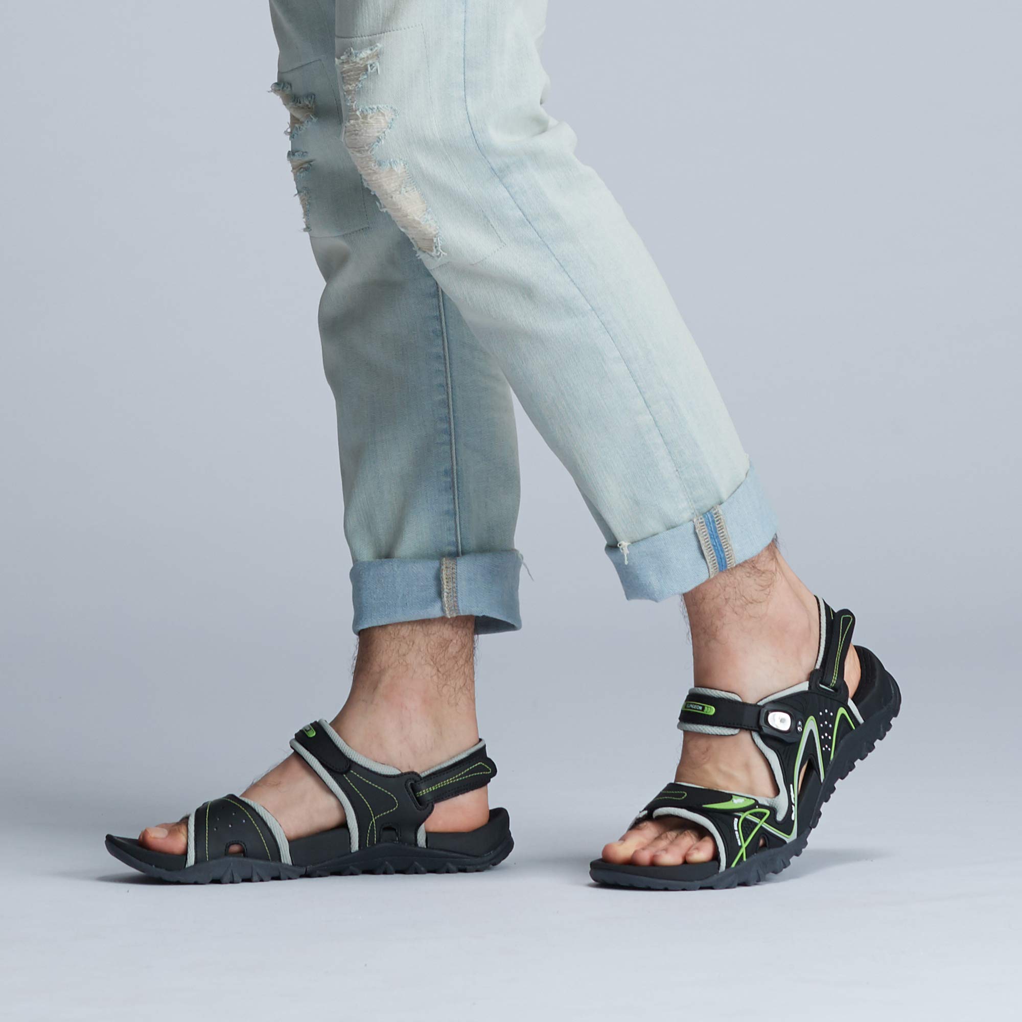 Gold Pigeon Shoes - Ortho Outdoor Water Sandals for Men & Women: 8661 Black Neon Green, EU44 (Women Size 13 / Men Size 11-11.5)