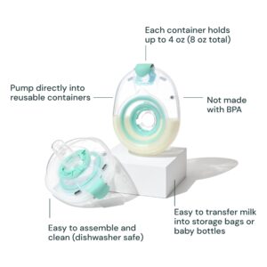 Willow 3.0 Pump Reusable Breast Milk Containers, 24mm Flange, 2 Ct, Holds 4 oz. Per Container, Breastfeeding Essential for The Willow 3.0 Wearable Breast Pump, Hands-Free Pumping