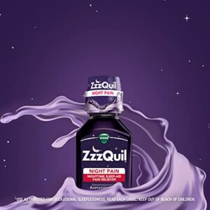 ZzzQuil Nighttime Pain Relief Sleep Aid Liquid, Max Strength Pain Reliever, Non-Habit Forming 12 Fl oz(Pack of 2)