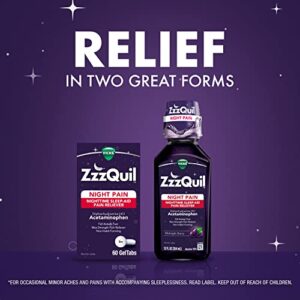 ZzzQuil Nighttime Pain Relief Sleep Aid Liquid, Max Strength Pain Reliever, Non-Habit Forming 12 Fl oz(Pack of 2)