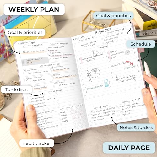 Clever Fox Planner Daily Premium – Undated Daily Planner with Hourly Schedule, Personal Organizer, Productivity Journal, 6 Months (Rose Gold)