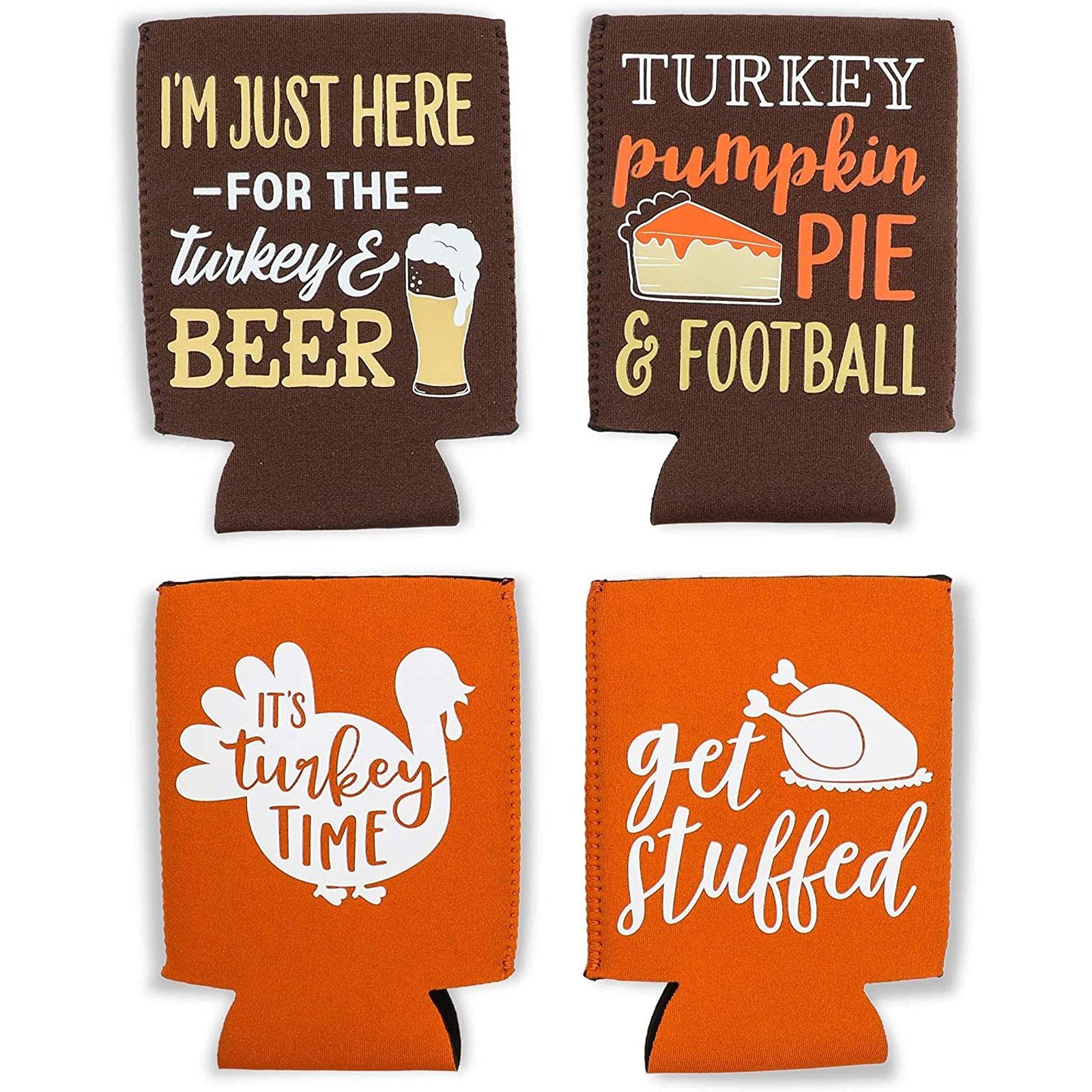 12 oz Thanksgiving Neoprene Can Cooler Sleeves for Soda, Beer, Beverages (12 Pack)