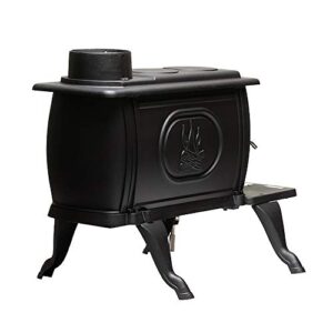 US Stove Company Rustic 900 Square Foot Clean Cast Iron Log Burning Wood Stove with Integrated Cooking Surface and Cool Touch Safety Handle