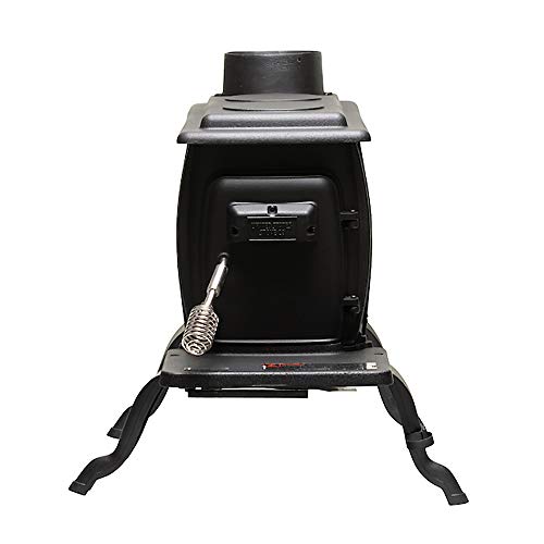 US Stove Company Rustic 900 Square Foot Clean Cast Iron Log Burning Wood Stove with Integrated Cooking Surface and Cool Touch Safety Handle