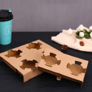 Hemoton 10pcs Disposable Paper Cup Holder Coffe Cup Holder Paper Takeout Tray Drink Takeout Holder Paper Coffee to Go Carrier Drink Carrier Tray Disposable Coffee Tray Milk Tea Coffee Cup