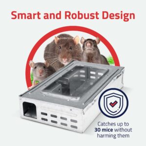 Tin Cat Multi-Catch and Release Humane Live Mouse Trap with Clear Window Lid for Indoor Outdoor Use | Sold by Canadian Supplier Local Pest Control (2 Pack)