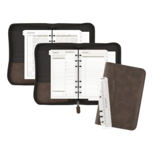 AT-A-GLANCE Simulated Leather Undated Starter Set, D43074 DAY-TIMER, Portable Size, Distressed Brown (033-0140-04)