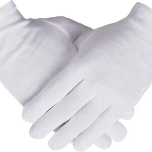 100% Cotton Gloves, 6 Pairs White Cotton Gloves for Women Dry Hands Eczema Serving - Archival Coin Jewelry Inspection Gloves(6 Pairs)