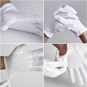 100% Cotton Gloves, 6 Pairs White Cotton Gloves for Women Dry Hands Eczema Serving - Archival Coin Jewelry Inspection Gloves(6 Pairs)