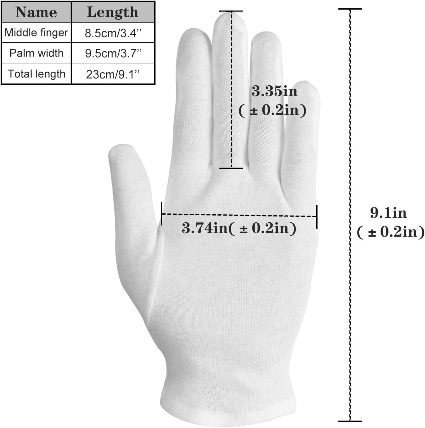 100% Cotton Gloves, 6 Pairs White Cotton Gloves for Women Dry Hands Eczema Serving - Archival Coin Jewelry Inspection Gloves(6 Pairs)