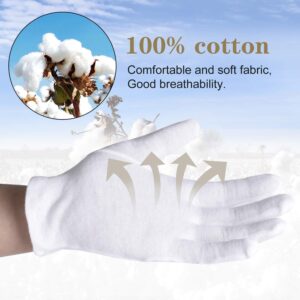 100% Cotton Gloves, 6 Pairs White Cotton Gloves for Women Dry Hands Eczema Serving - Archival Coin Jewelry Inspection Gloves(6 Pairs)