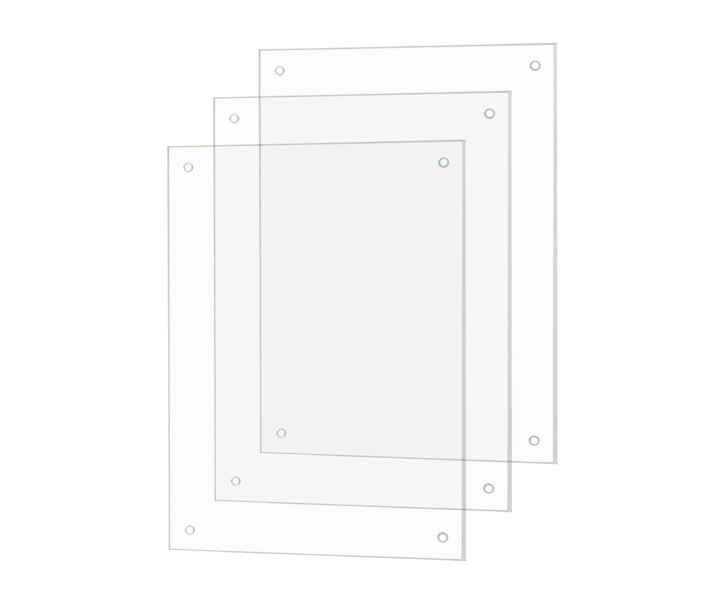 3 Pack Clear Acrylic Wall Protector with Pre Drilled Holes 5" x 7" Protective Plate 5/64" Thick Business or Home Use Dirty Hand and Fingerprint Shield by Marketing Holders