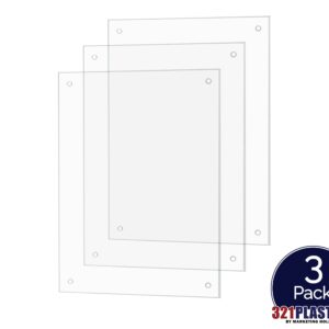 3 Pack Clear Acrylic Wall Protector with Pre Drilled Holes 5" x 7" Protective Plate 5/64" Thick Business or Home Use Dirty Hand and Fingerprint Shield by Marketing Holders