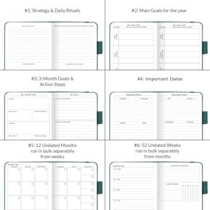 Legend Planner Pocket – Small Undated Monthly & Weekly Goal Journal and Calendar for Productivity, Mini Life Organizer Planner Perfect for Purse, Size: 3.5" x 6.2" Hardcover – Viridian Green