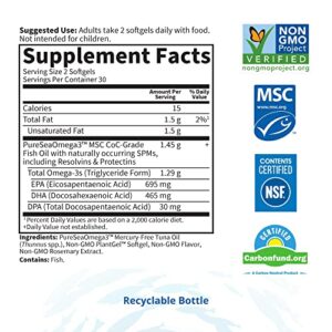 Garden of Life Dr. Formulated Advanced Omega Fish Oil - Lemon, 1,290mg EPA, DHA + DPA in Triglyceride Form, Single Source Omega 3 Supplement for Ultimate Brain & Heart Health, Non-GMO, 60 Softgels