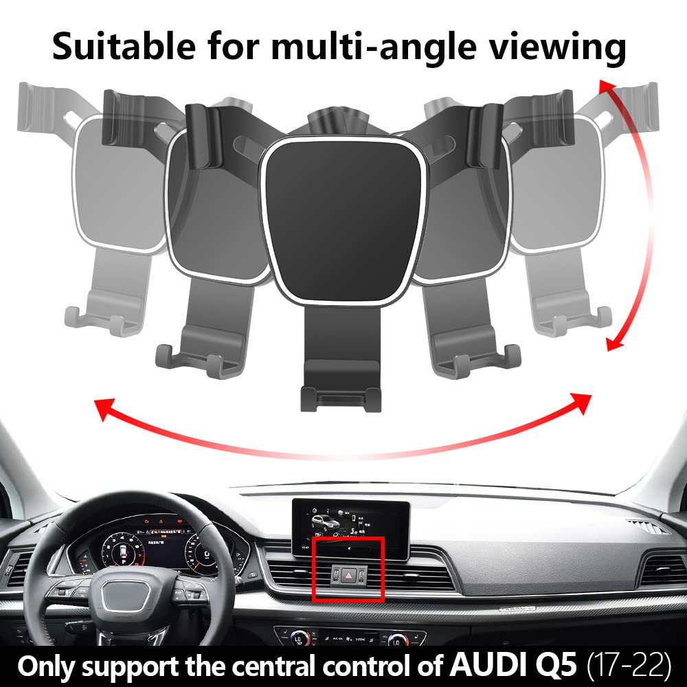 LUNQIN Car Phone Holder for 2017-2024 Audi Q5, 2018-2024 SQ5 Sportback Auto Accessories Navigation Bracket Interior Decoration Mobile Cell Phone Mount