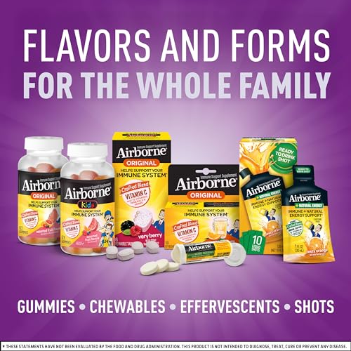 Airborne Elderberry + Zinc & Vitamin C Effervescent Tablets, Immune Support Supplement With Powerful Antioxidant Vitamins A C E, 20 Fizzy Drink Tablets, Elderberry Flavor