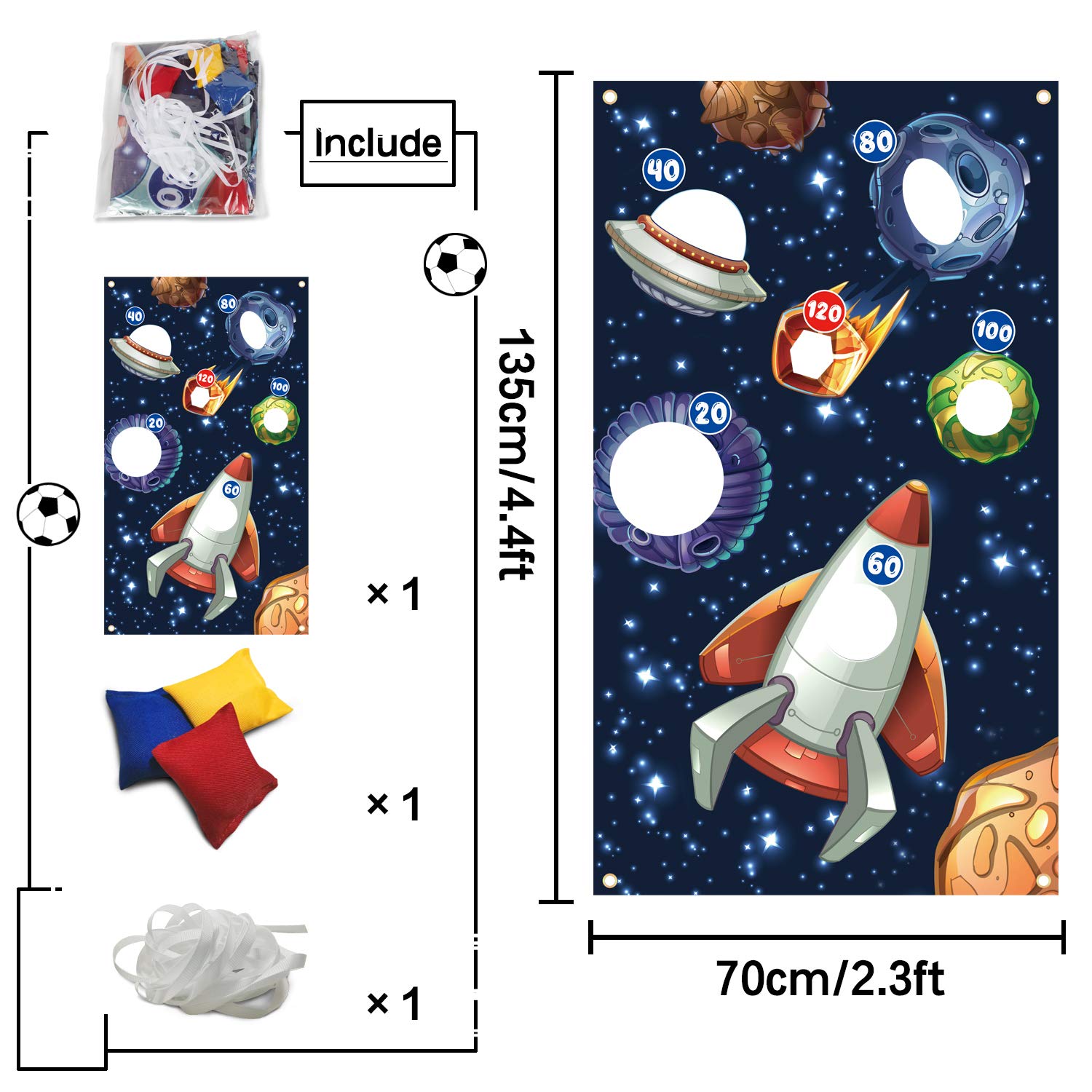 Outer Space Toss Games Banner Backdrop Indoor or Outdoor Galaxy Theme Birthday Party Decorations Supplies for Kids Adults Family