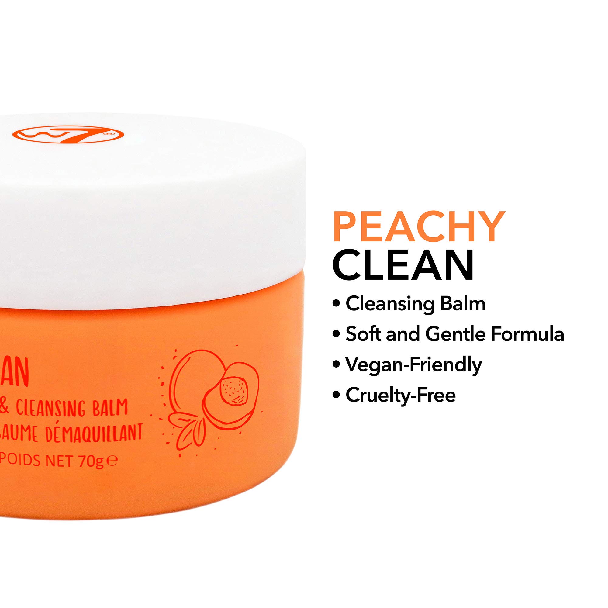 W7 Peachy Clean Face Cleansing Balm - Makeup Remover With Peach Extract - Clean Oil Free Skin