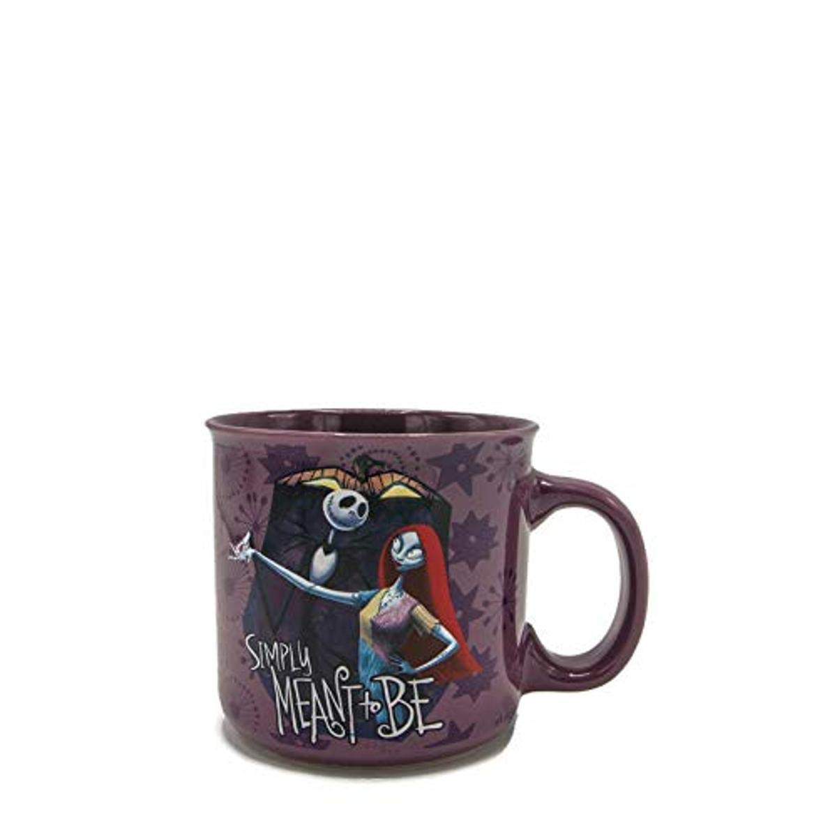 Silver Buffalo Disney Nightmare Before Christmas Simply Meant to Be Jack and Sally Ceramic Camper Style Mug, 20 Ounces