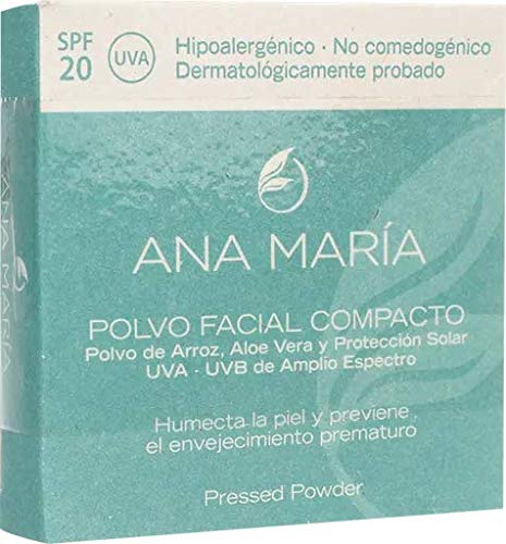 Ana Maria Maquillaje Cosmeticos | Polvo Facial Compacto Arroz Aloe Vera FPS 20 UVA | Make up Pressed Powder SPF 20 0.5oz-14gr (Avellana | Hazelnut (7))