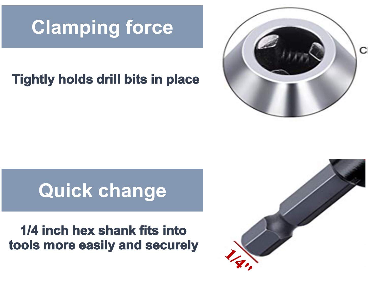 aiyun Drill Chuck Adapter - 2Pcs Drill Chuck for Impact Driver, Drill Bit Adapter Keyless Chuck (0.6-8mm,0.3-3.6mm)