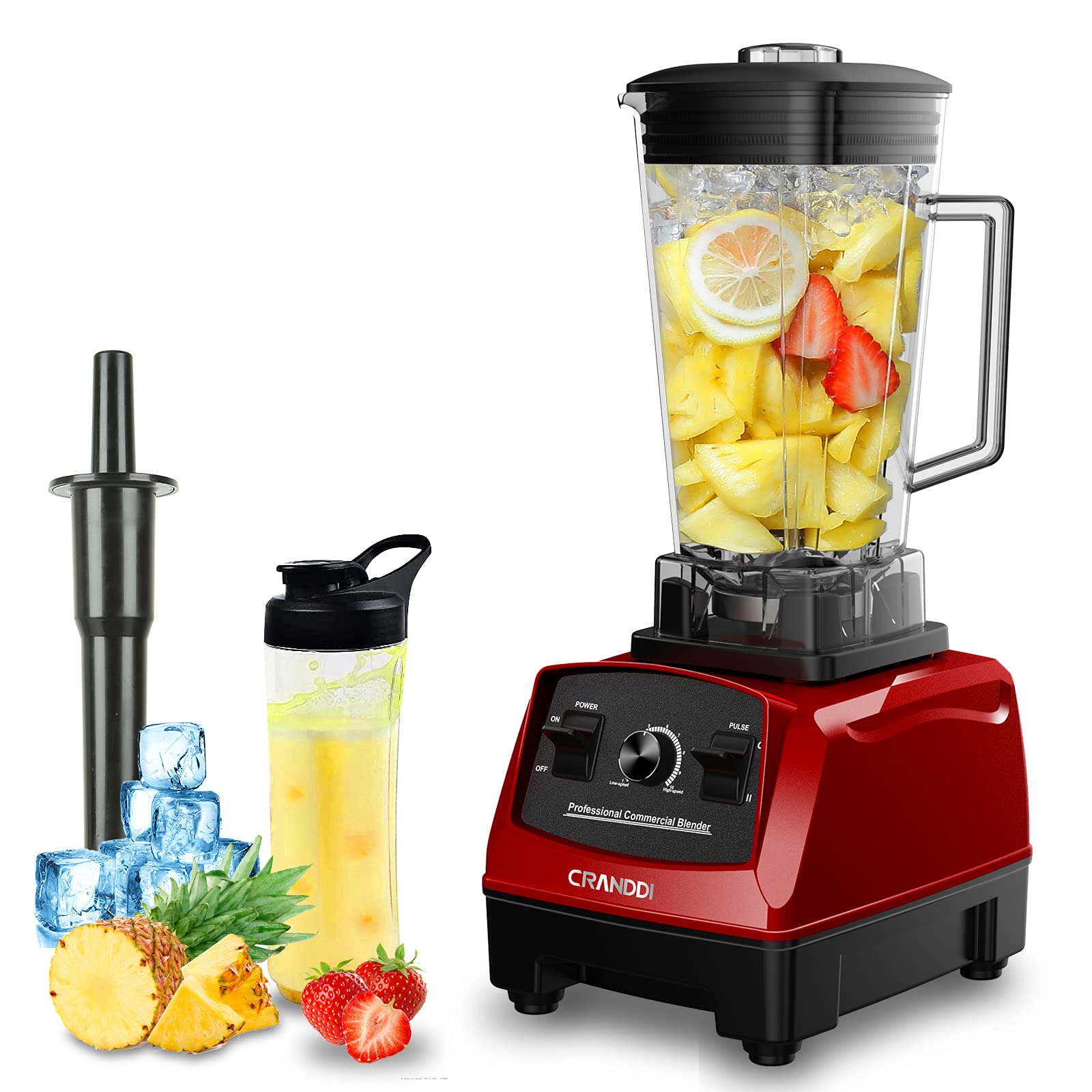 CRANDDI Professional Blender,1500 Watt Commercial Blenders for Kitchen with 70oz BPA-Free Pitcher and Self-Cleaning, Countertop Blenders for Shakes and Smoothies, Build-in Pulse, YL-010-R